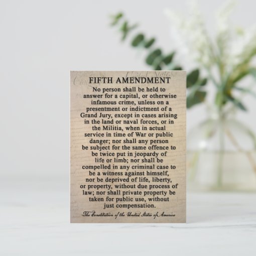 Fifth Amendment Postcards | Zazzle