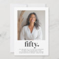 Fifty 50th Heart Square Photo Birthday Invitation | Zazzle