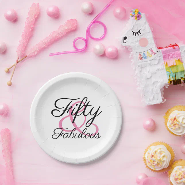 Fifty and Fabulous 50th Birthday Party Paper Plates | Zazzle