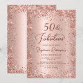Fifty and Fabulous Glam Rose Gold 50th Birthday Invitation | Zazzle