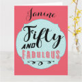 Fifty and Fabulous Large Birthday Card | Zazzle