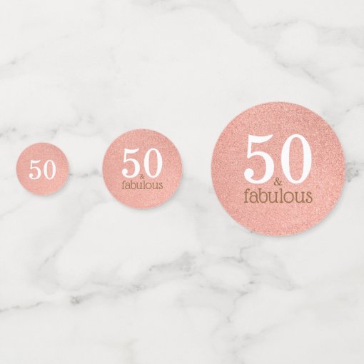 Fifty and Fabulous Rose Gold 50th Birthday Party Confetti | Zazzle