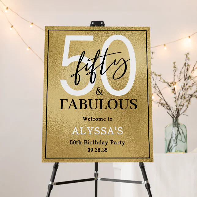 Fifty and Fabulous Script 50th Birthday Foam Board | Zazzle