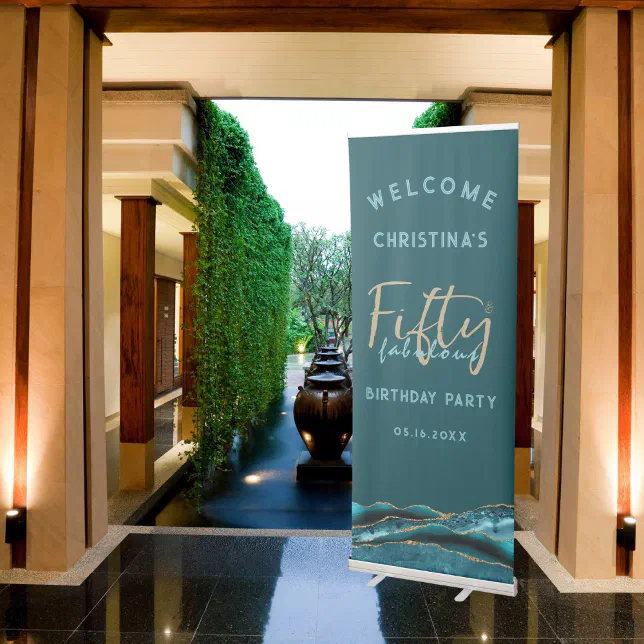 Fifty and Fabulous Teal Turquoise Welcome Sign | Zazzle