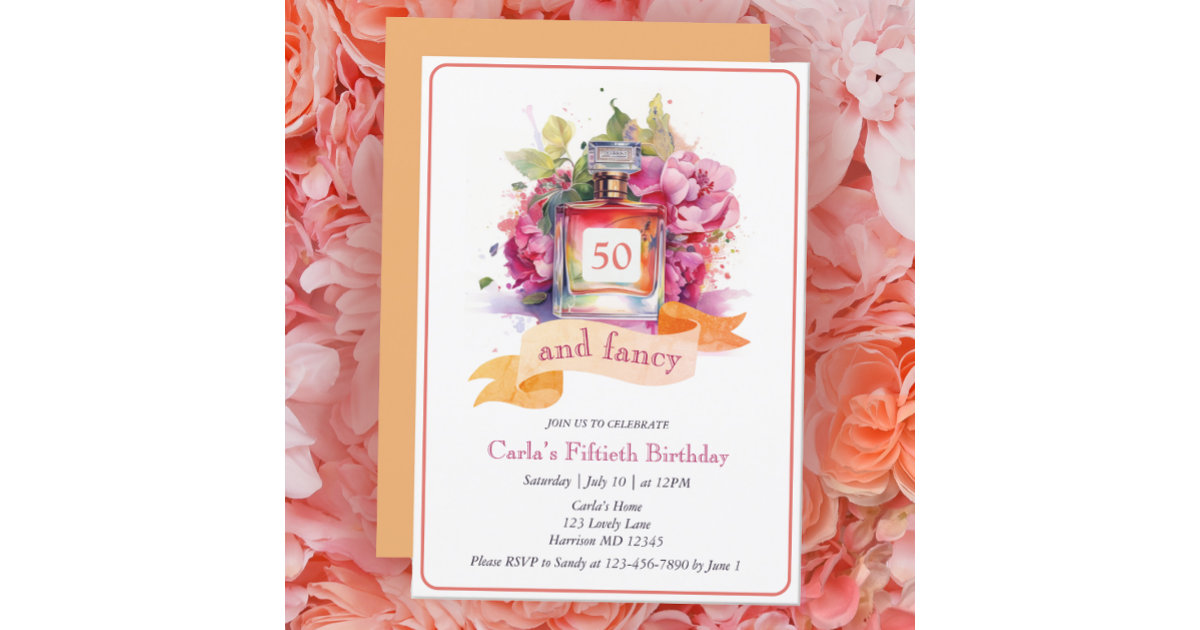 Fifty and Fancy Fun Womens Birthday Invitation | Zazzle