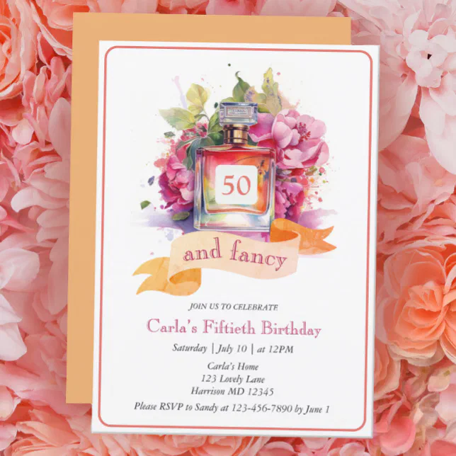 Fifty and Fancy Fun Womens Birthday Invitation | Zazzle