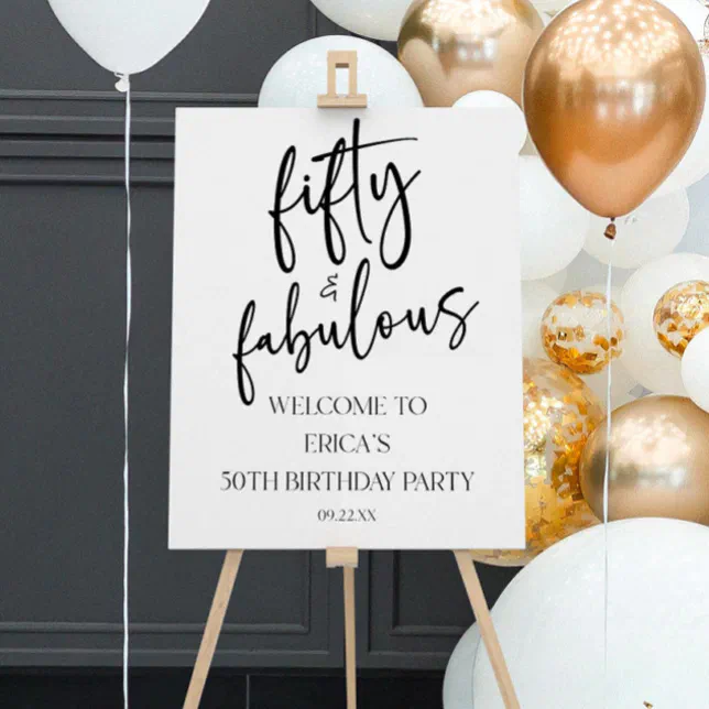 Fifty & Fabulous 50th Birthday Party Welcome Sign | Zazzle