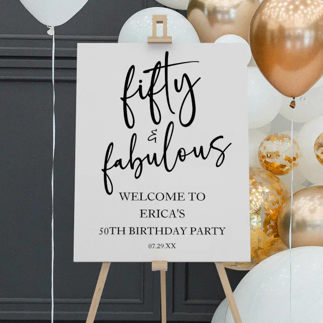 Fifty & Fabulous 50th Birthday Party Welcome Sign | Zazzle