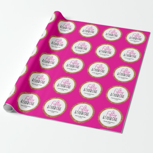 Fifty & Fabulous 50th Birthday with Custom Text Wrapping Paper | Zazzle