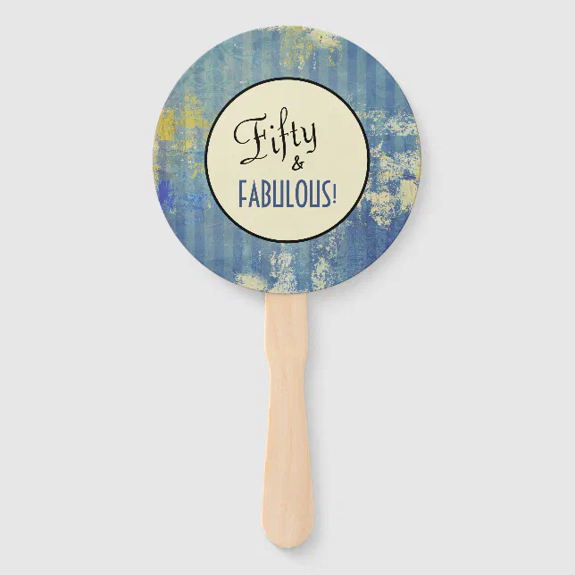 Fifty & FABULOUS! Birthday Urban Ecru Personalized Hand Fan | Zazzle