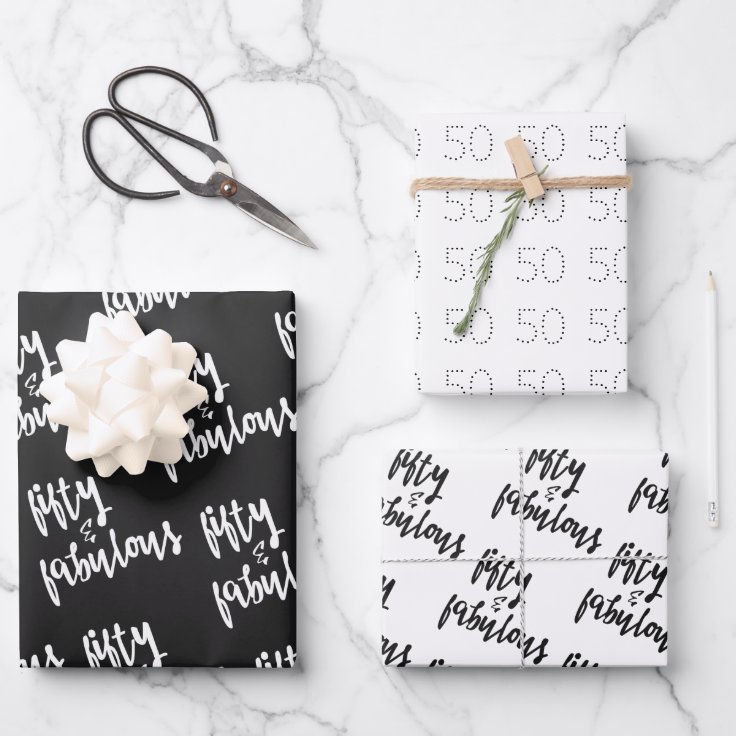Fifty & Fabulous - Fun 50th Birthday Wrapping Paper Sheets | Zazzle