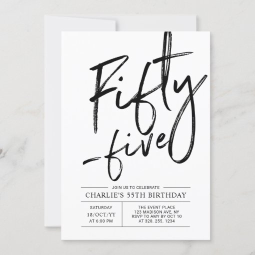 Fifty Five | Modern 55th Birthday Party Invitation | Zazzle