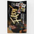 Fifty gold 50th Birthday photos on black Banner | Zazzle