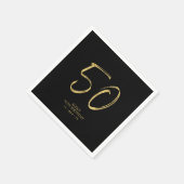 Fifty | Gold & Black Lettering 50th Birthday Party Napkins | Zazzle