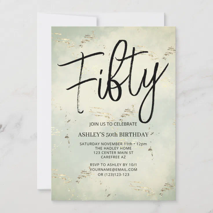 Fifty Modern Elegant 50th Birthday Invitation Zazzle