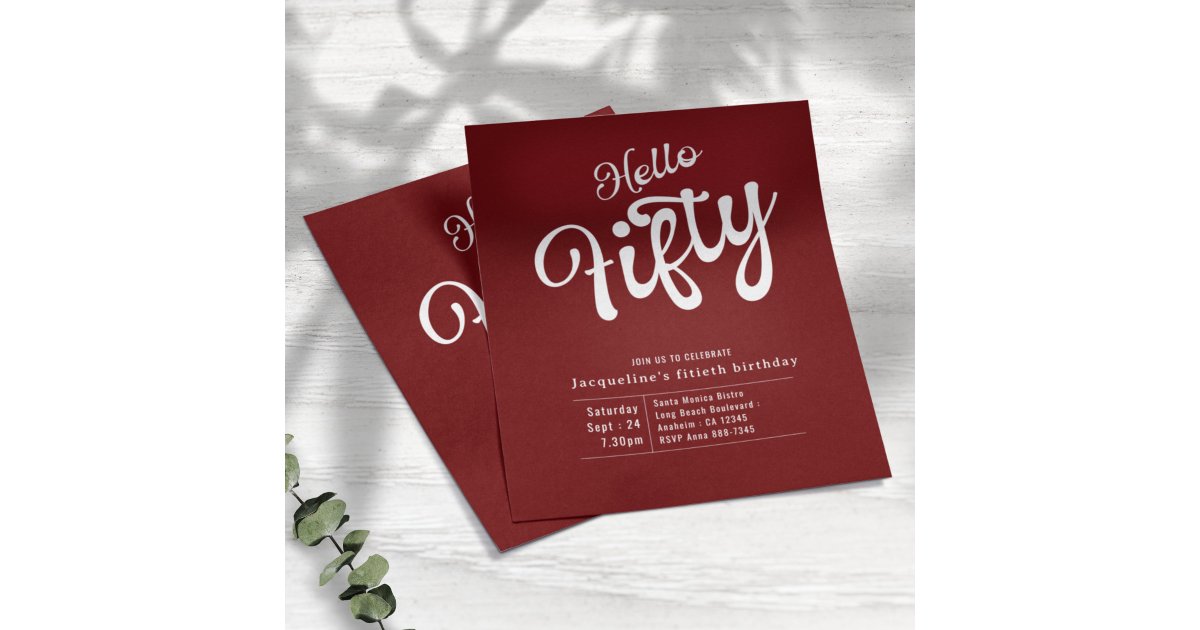 Fifty Red White Budget 50th Birthday Invitation Flyer | Zazzle