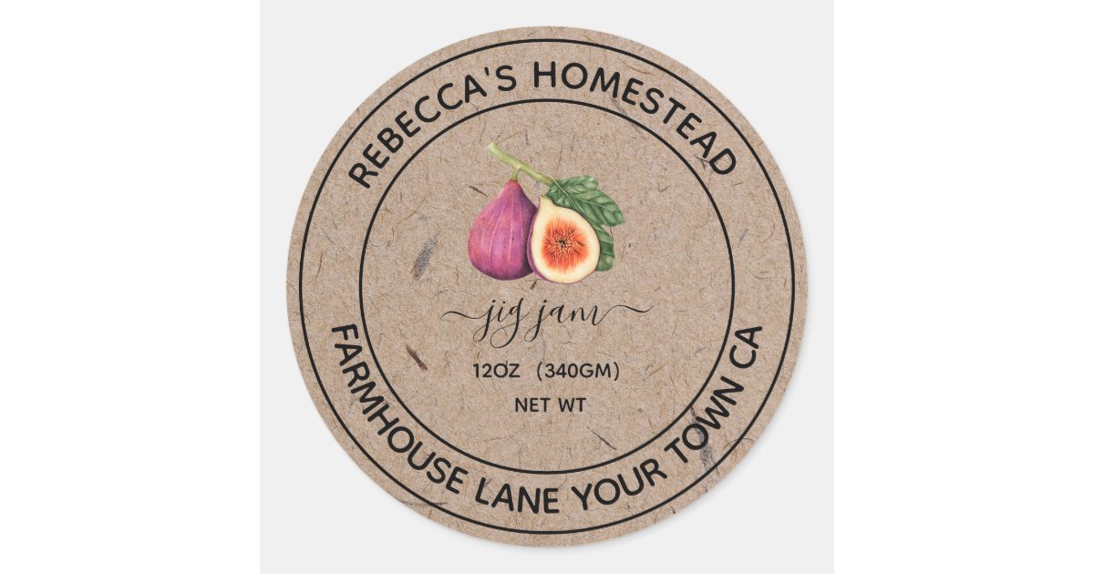 Fig Jam Kraft Paper Canning Jar Labels | Zazzle
