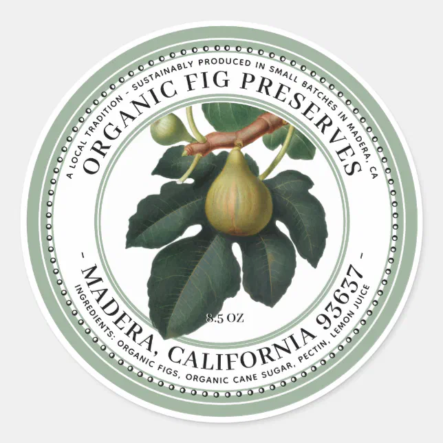 Fig Preserves Jelly Label Vintage 1930s Green | Zazzle