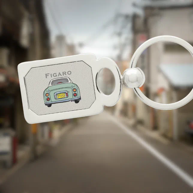 Figarations Pale Green Figaro Car Monogram Silver Keychain | Zazzle