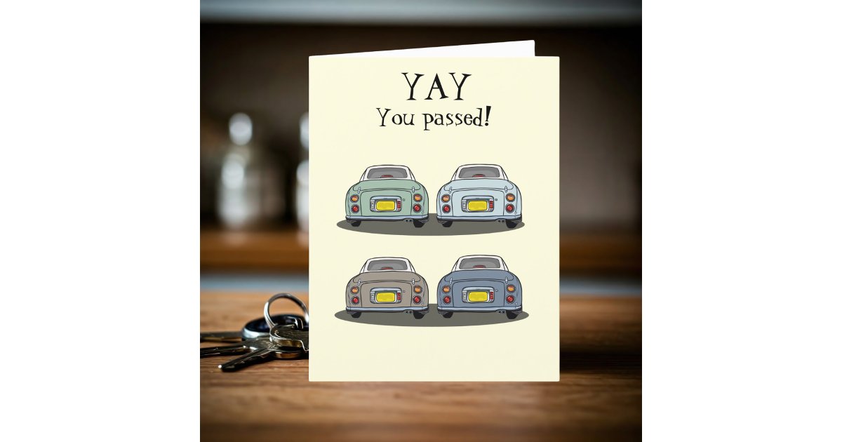 Figaro Car Pass Driving Test Congratulations Card | Zazzle