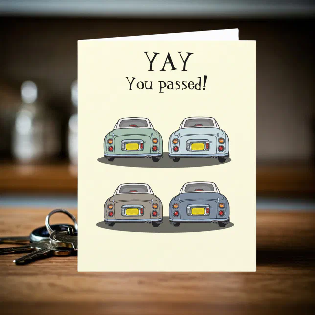 Figaro Car Pass Driving Test Congratulations Card | Zazzle