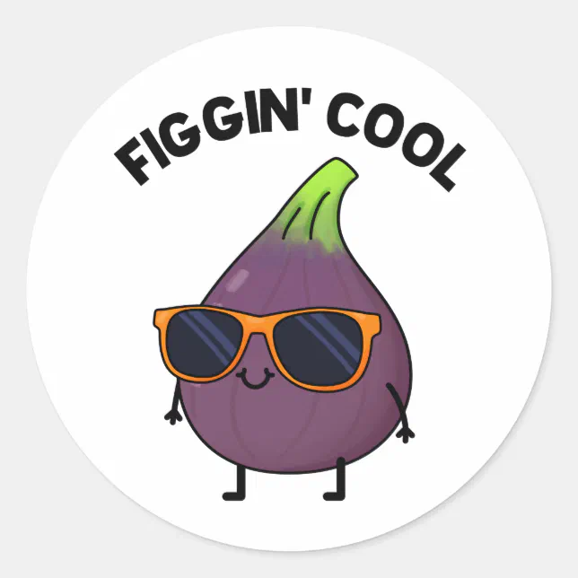 Figgin Cool Funny Fig Food Pun Classic Round Sticker | Zazzle