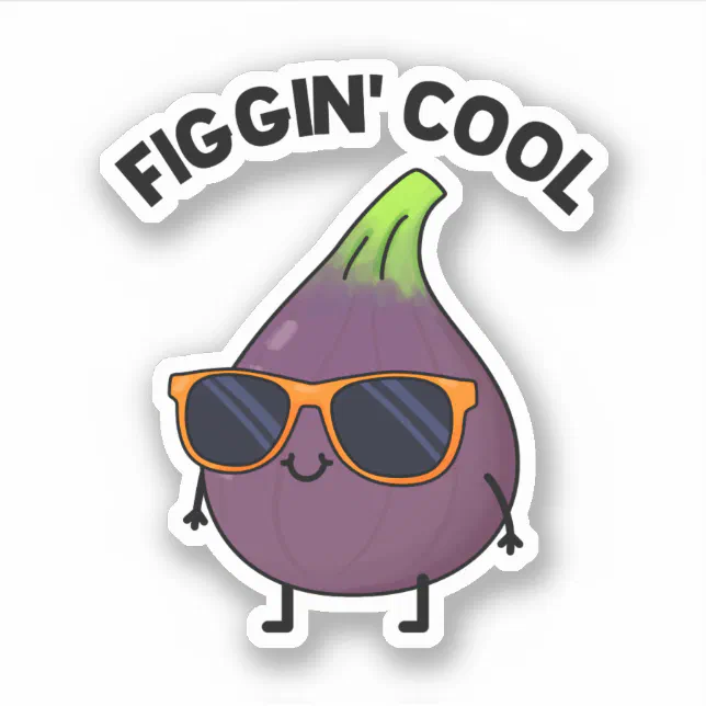 Figgin Cool Funny Fig Food Pun Sticker | Zazzle
