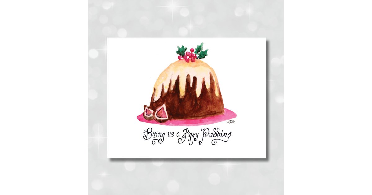 Figgy Pudding Recipe Cute Hand-Drawn Christmas Holiday Card | Zazzle
