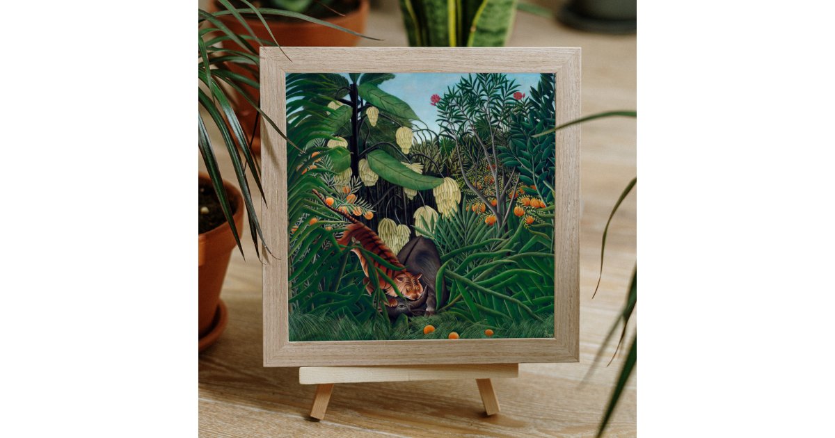 Fight between a Tiger and Buffalo, Henri Rousseau Poster | Zazzle