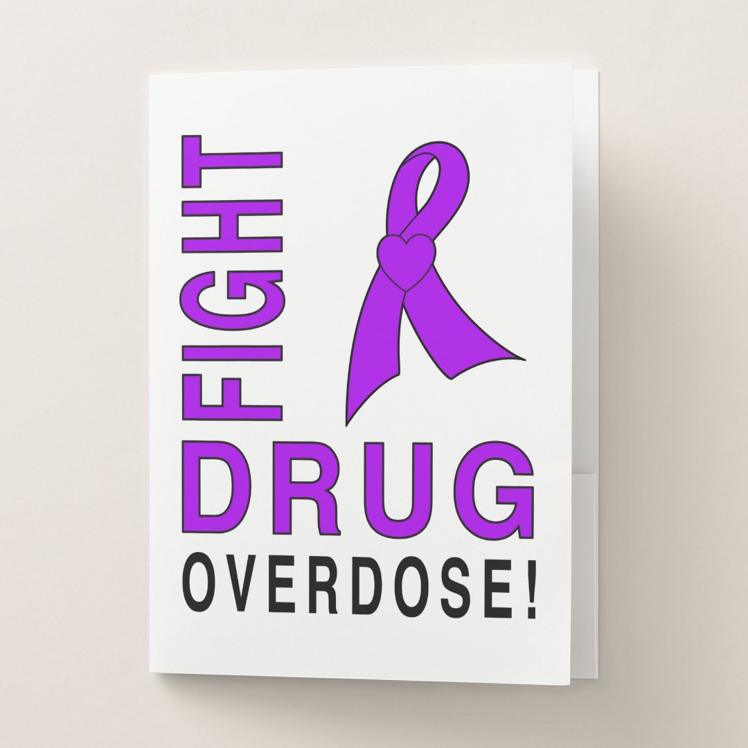Fight Drug Overdose Awareness Ribbon Heart Pocket Folder | Zazzle