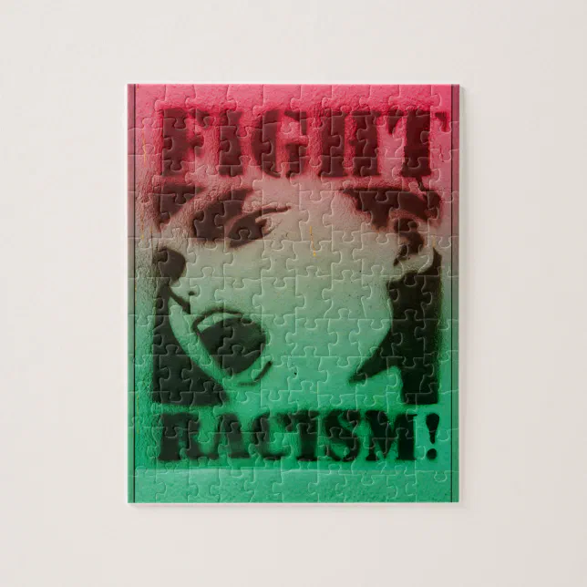 Fight Racism in Red Black and Green Jigsaw Puzzle | Zazzle