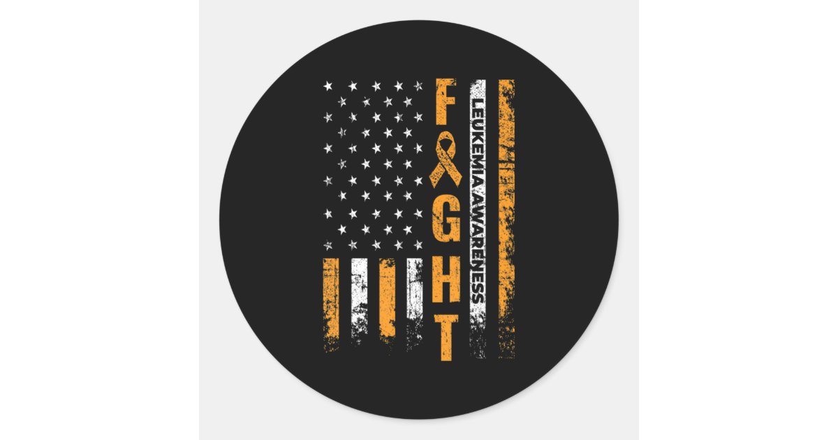 Fight USA Flag Leukemia Awareness Cancer Survivor Classic Round Sticker ...