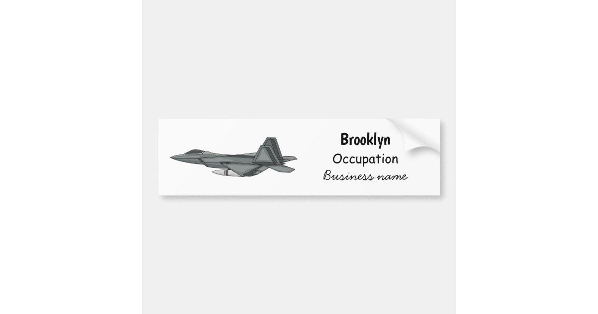 Fighter aircraft cartoon illustration bumper sticker | Zazzle