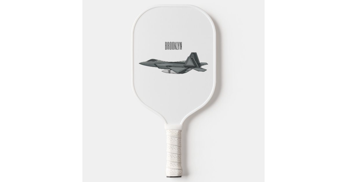 Fighter aircraft cartoon illustration pickleball paddle | Zazzle