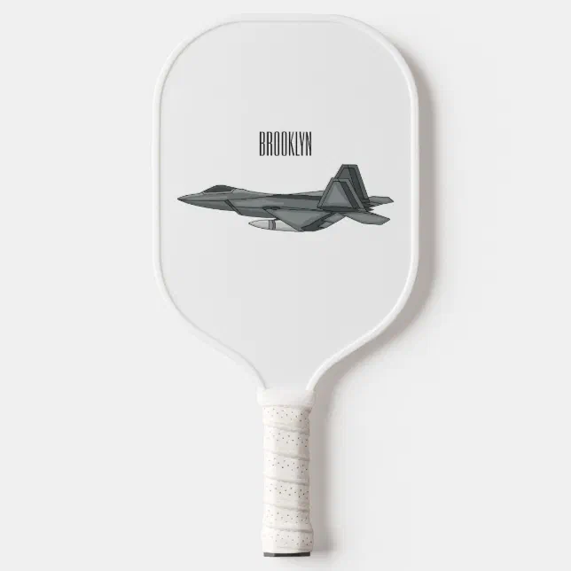 Fighter aircraft cartoon illustration pickleball paddle | Zazzle