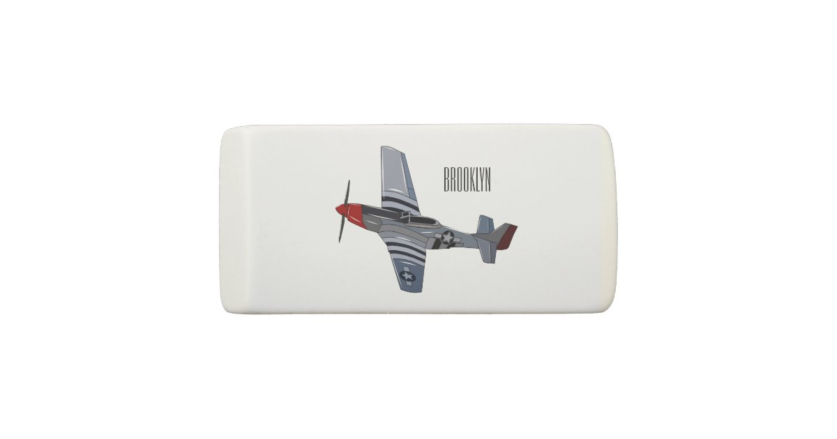 Fighter-bomber cartoon illustration eraser | Zazzle