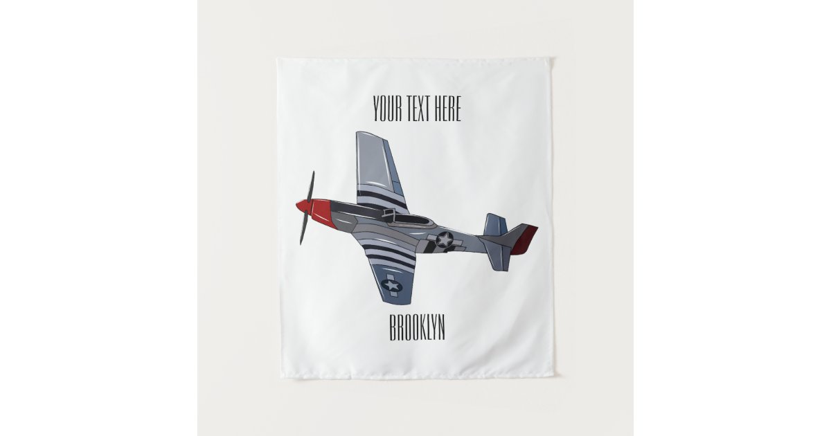 Fighter-bomber cartoon illustration tapestry | Zazzle