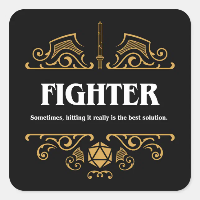 Fighter Class Tabletop RPG Gaming Square Sticker | Zazzle