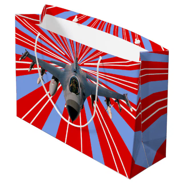 Fighter Jet Large Gift Bag | Zazzle