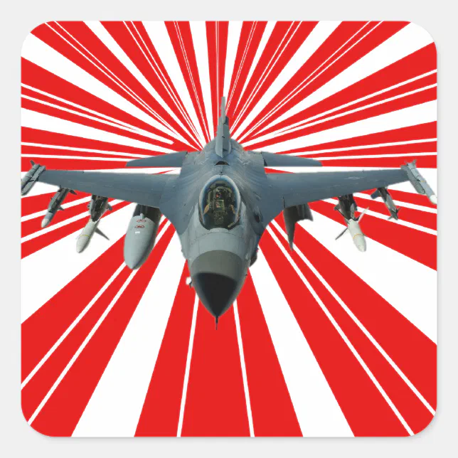 Fighter Jet Square Sticker | Zazzle