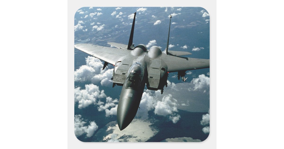 Fighter Jet Square Sticker | Zazzle
