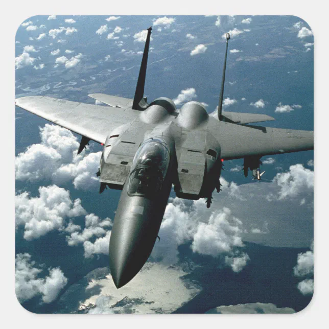 Fighter Jet Square Sticker | Zazzle