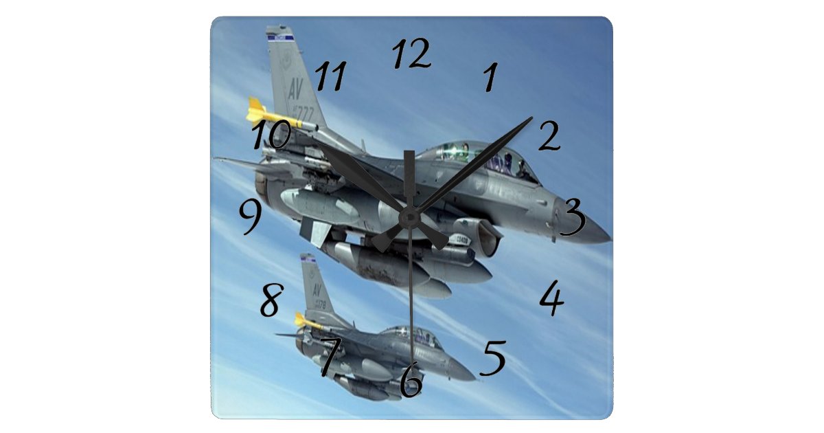 Fighter Jets Square Wall Clock | Zazzle.com