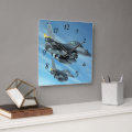 Fighter Jets Square Wall Clock | Zazzle