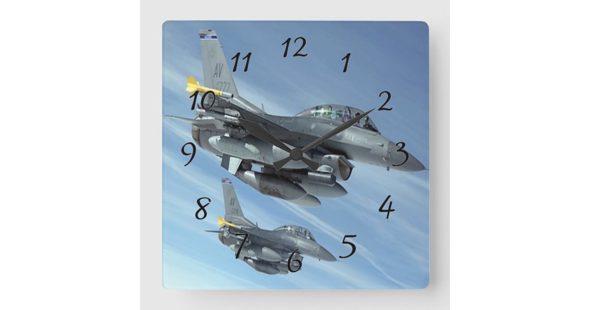 Fighter Jets Square Wall Clock | Zazzle