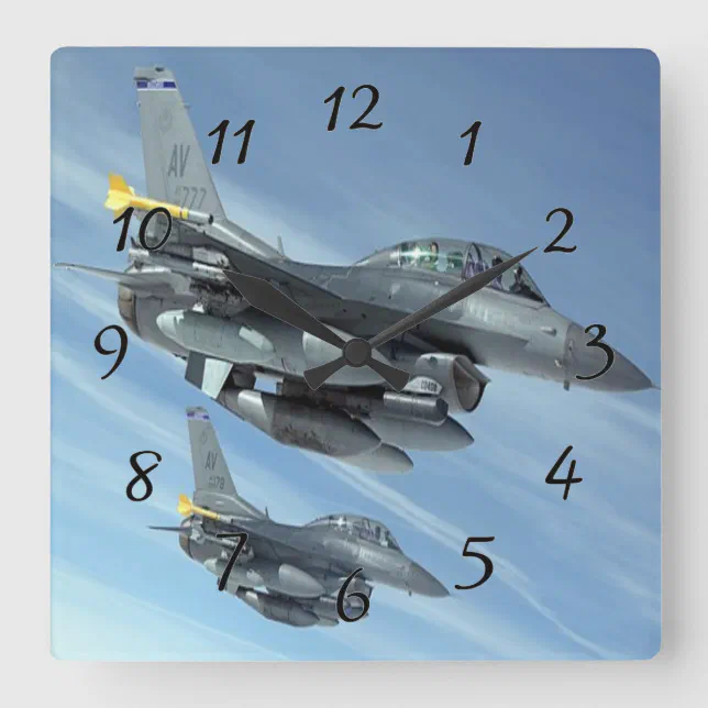Fighter Jets Square Wall Clock | Zazzle