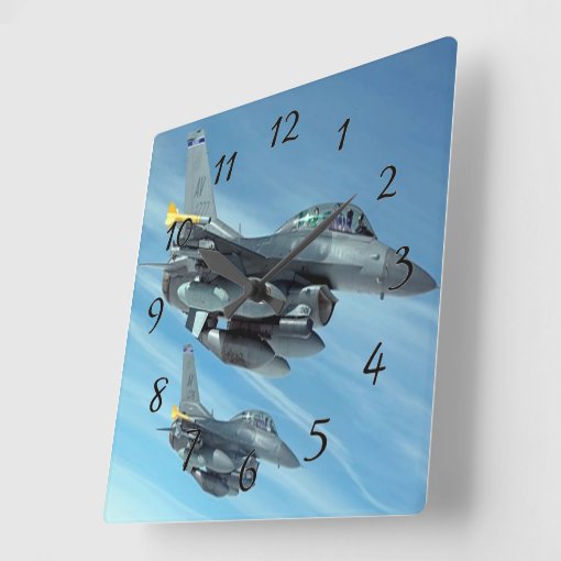 Fighter Jets Square Wall Clock | Zazzle