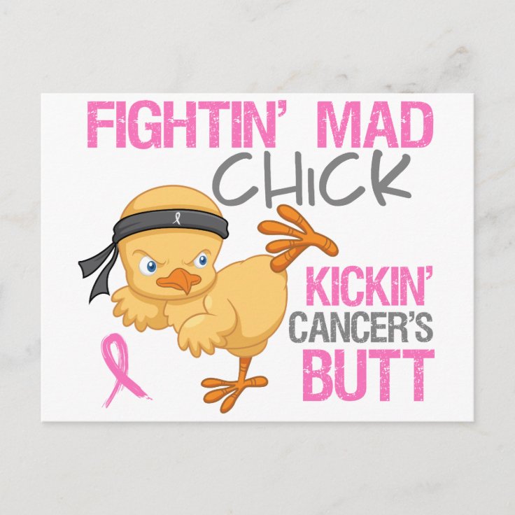 Fightin' Mad Chick Breast Cancer Postcard | Zazzle
