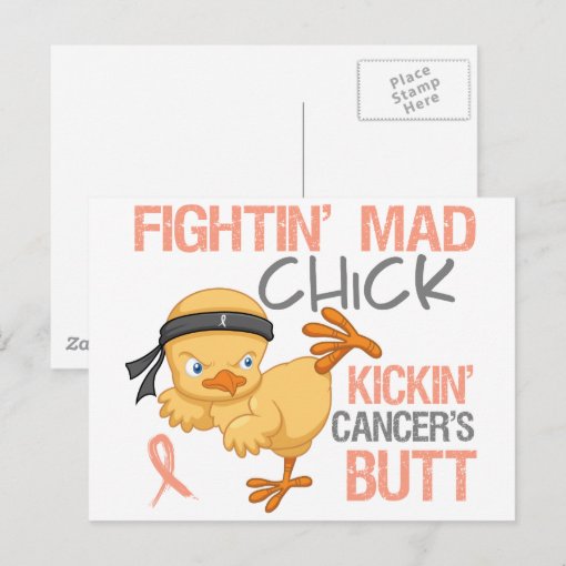 Fightin' Mad Chick Uterine Cancer Postcard | Zazzle