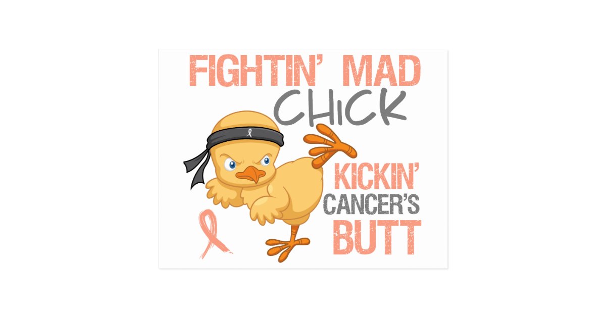 Fightin' Mad Chick Uterine Cancer Postcard | Zazzle.com
